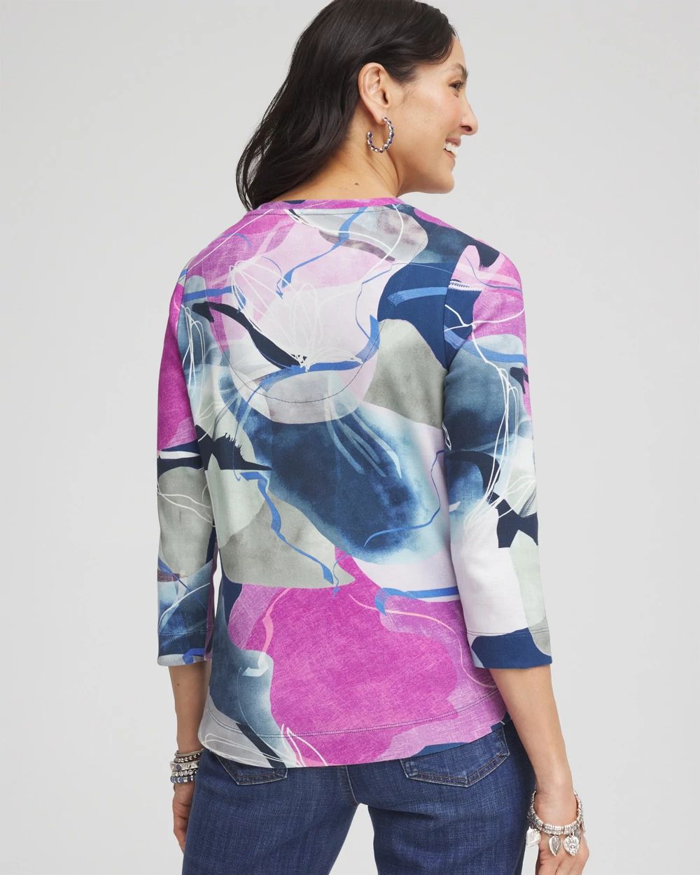 Watercolor Pima 3/4 Sleeve Everyday Tee | Chico's